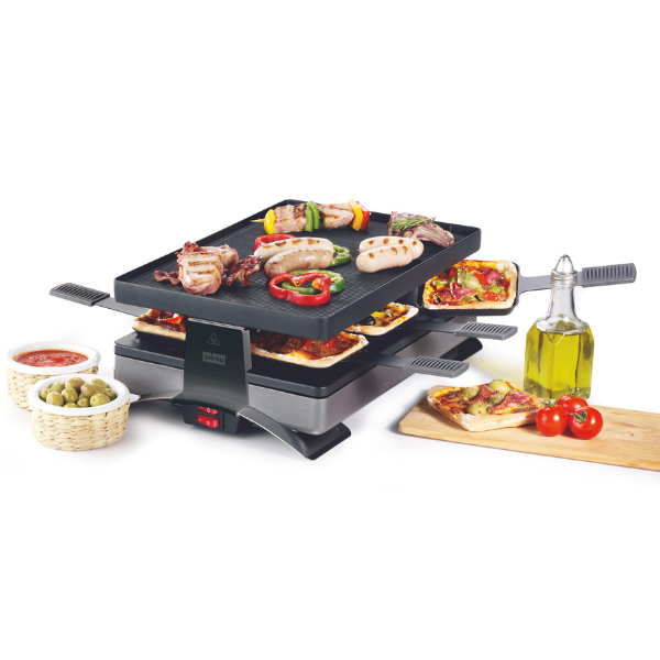 Stockli Raclette/Pizza grill for 6, reversible non-stick grill top ...