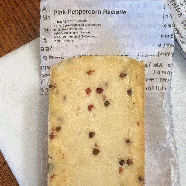 Swiss Raclette Cheese with pink peppercorn from Jumi, half square, 7 l ...